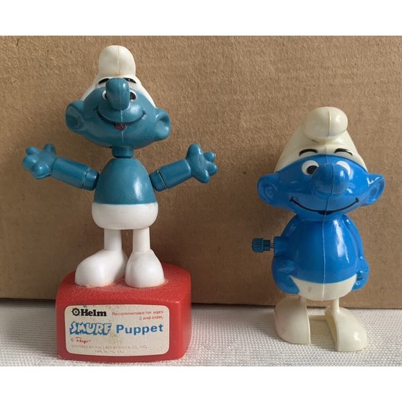 Toys | Vintage 198 Peyo 3 Wind Up Smurf Toy Helm Smurf Puppet Figures ...